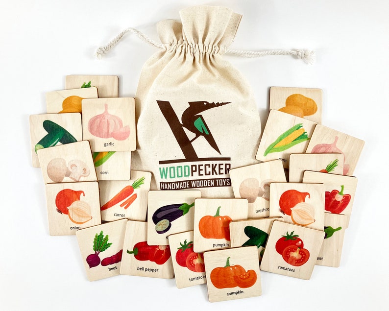 Montessori Wooden Vegetables Memory Game Vegetables Matching - Etsy