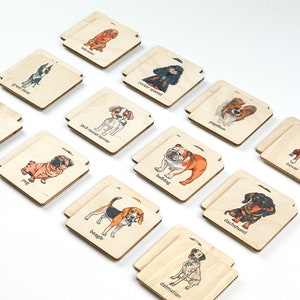 Montessori Wooden Dog Breeds Memory Game Dogs Matching Cards - Etsy