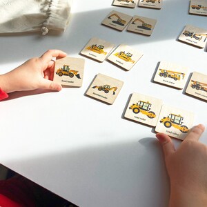 Montessori Wooden Construction Truck Car Memory Game, Homeschool ...
