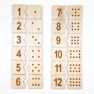 Montessori Wooden Number Match Puzzle, Handmade Wood Matching Game ...