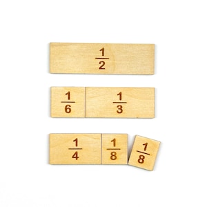 Wooden Fraction Tiles Set- 55 Pieces, Montessori Fraction Learning Tool ...