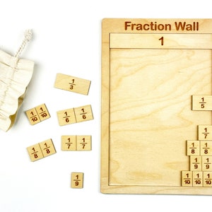 Wooden Fraction Tiles Set- 55 Pieces, Montessori Fraction Learning Tool ...