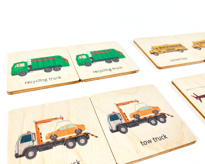 Montessori Wooden Transport Vehicles 1 Memory Game - Etsy
