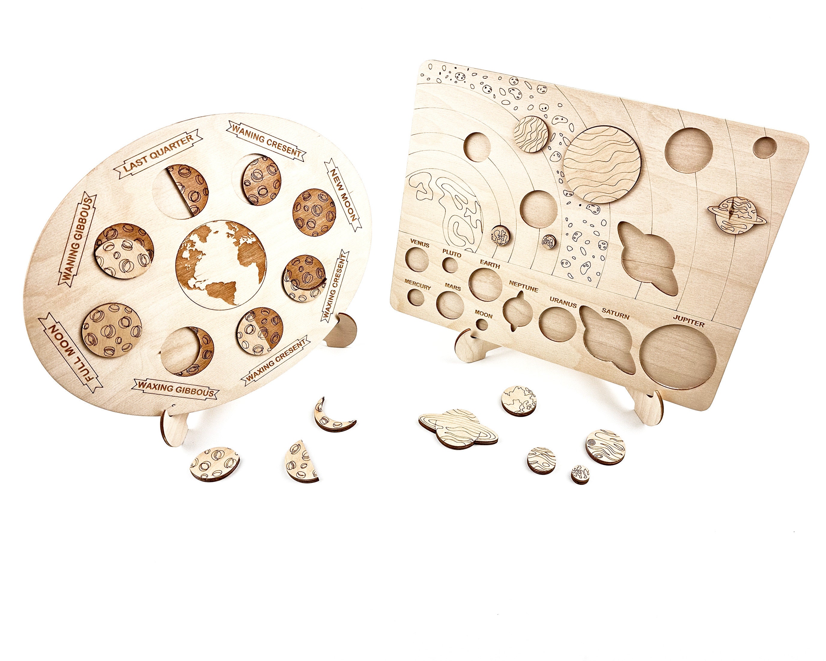 Handcrafted Wooden Solar System Puzzle, Fun & Educational Learning ...