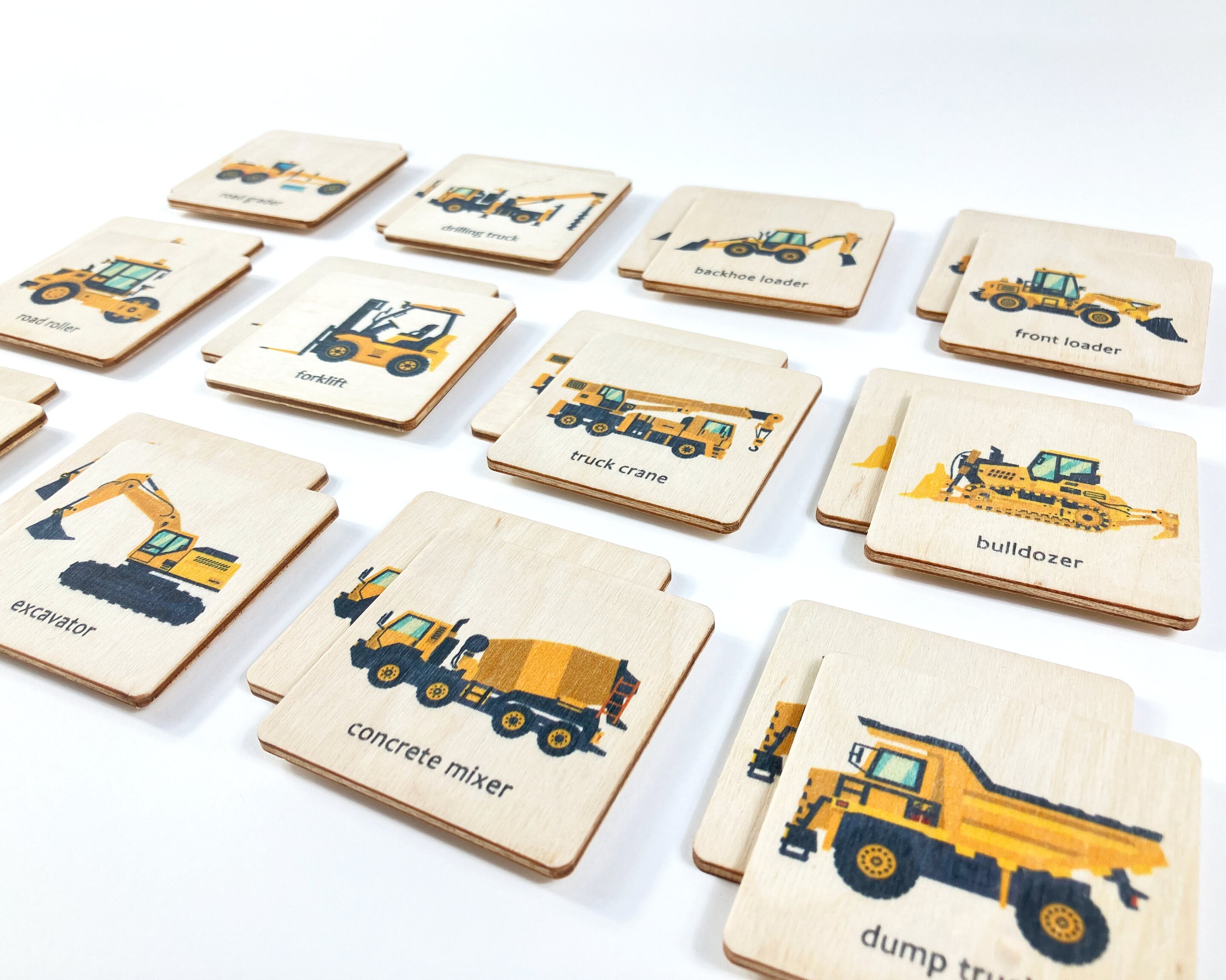 Montessori Wooden Construction Truck Car Memory Game - Etsy Canada