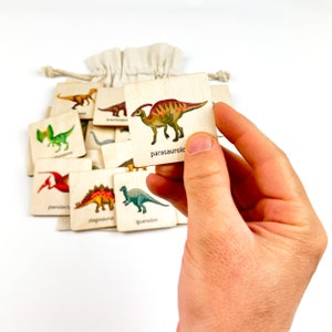 Wooden Dinosaurs Matching Cards 1 2 3 4 Year Old Montessori Materials ...