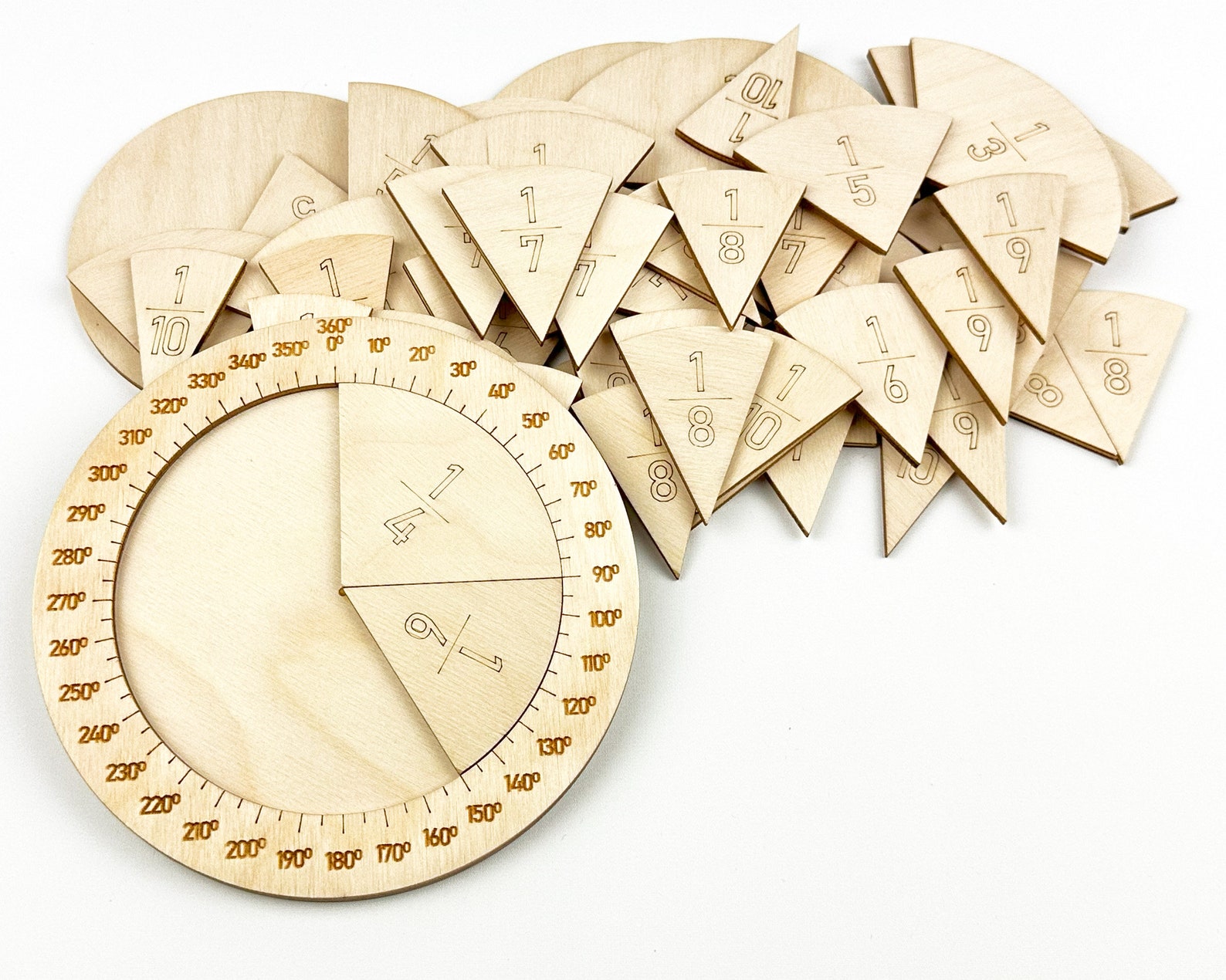 Wooden Fraction Learning Circle Kit, Math Education Toolset, Math ...