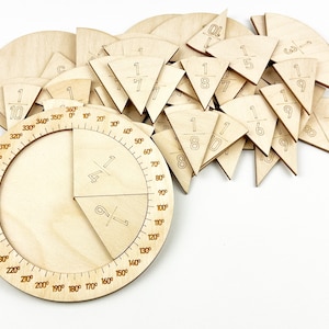 Wooden Fraction Learning Circle Kit, Math Education Toolset, Math ...