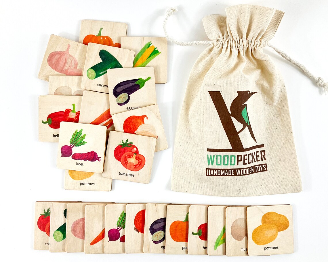 Montessori Wooden Vegetables Memory Game Vegetables Matching - Etsy