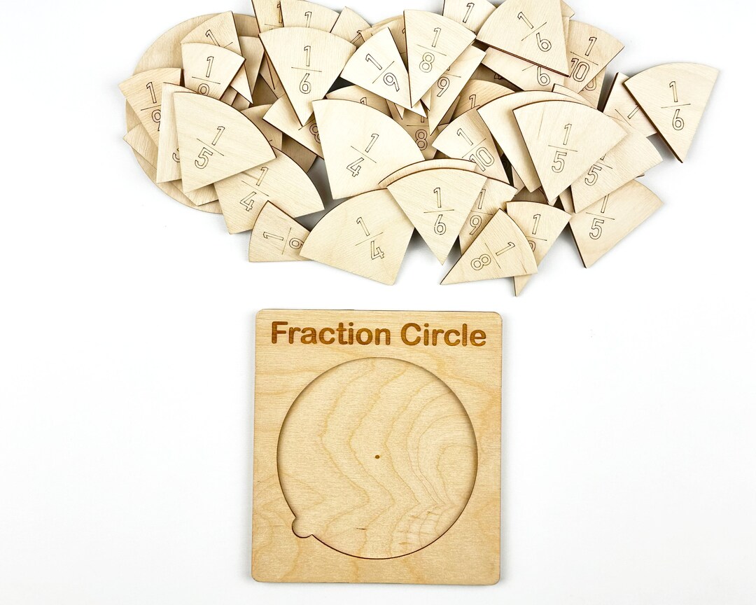 Wooden Fraction Pizza Learning Toy, 55 pieces Wooden Fraction Set ...