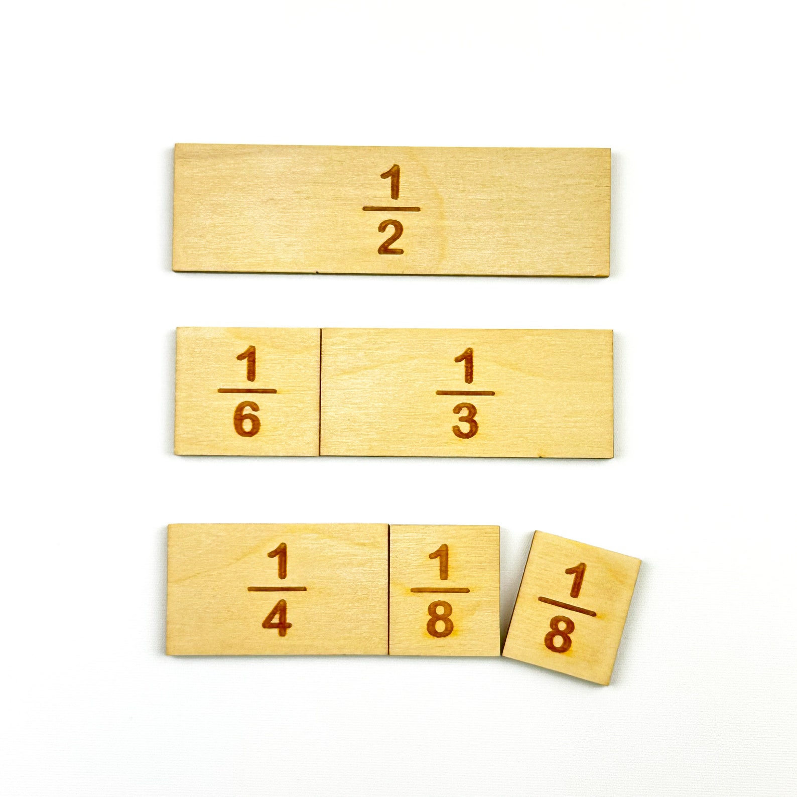 Wooden Fraction Tiles Set- 55 Pieces, Montessori Fraction Learning Tool ...