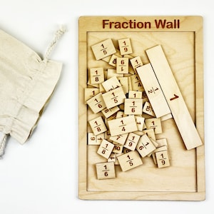 Wooden Fraction Tiles Set- 55 Pieces, Montessori Fraction Learning Tool ...