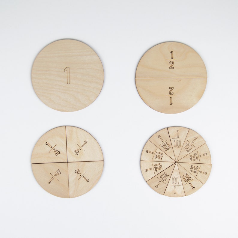 Wooden Fraction Learning Circle Kit Math Education Toolset - Etsy
