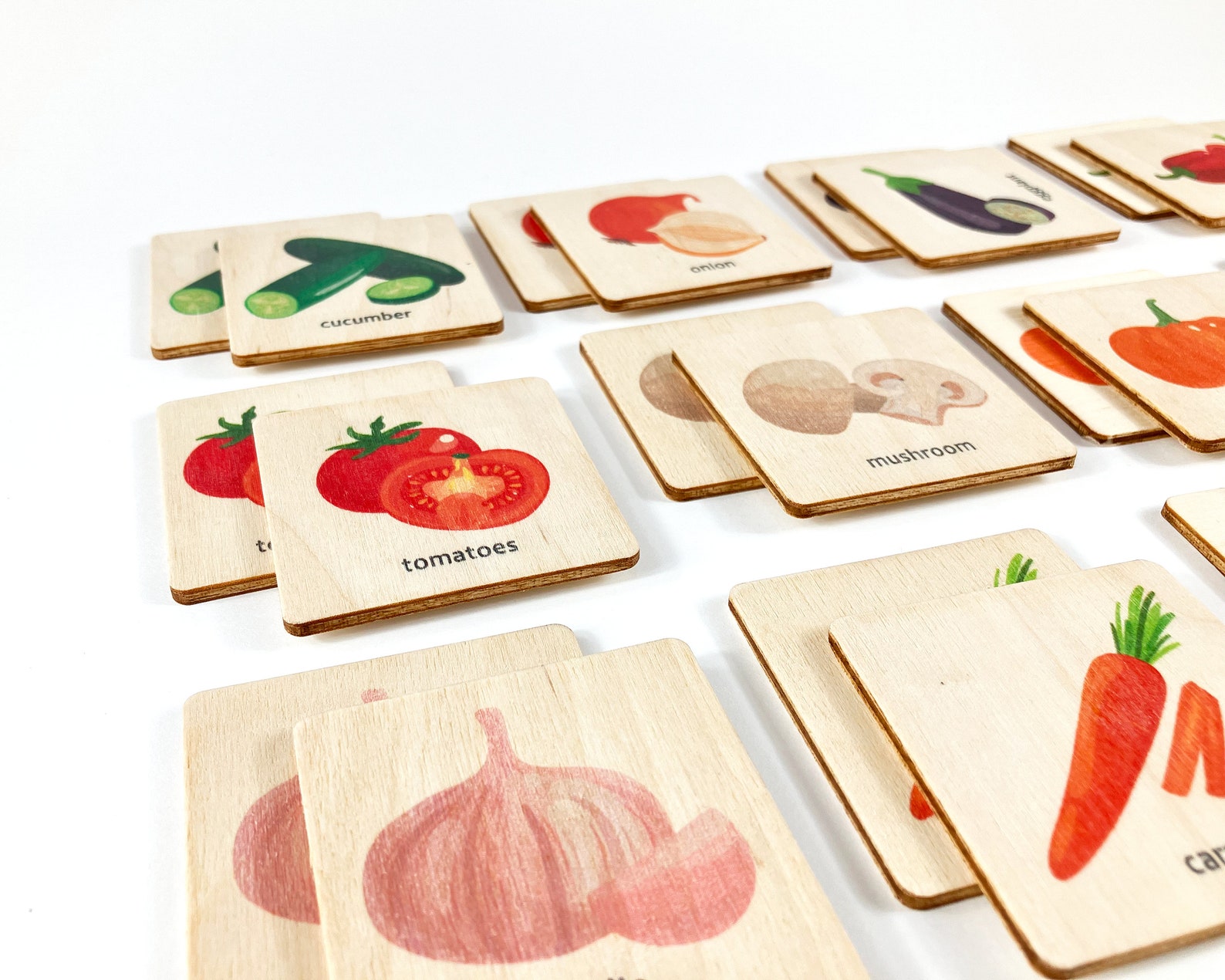 Montessori Wooden Vegetables Memory Game Vegetables Matching - Etsy
