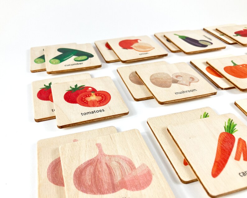 Montessori Wooden Vegetables Memory Game Vegetables Matching - Etsy