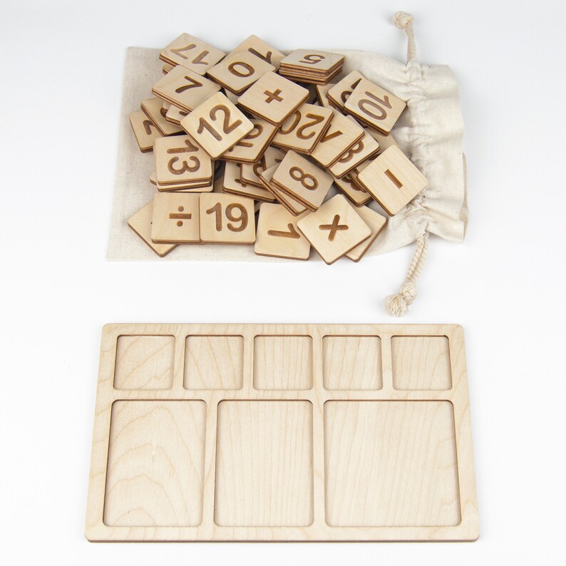 Wooden Maths Board With Numbers and Symbols Addition and - Etsy