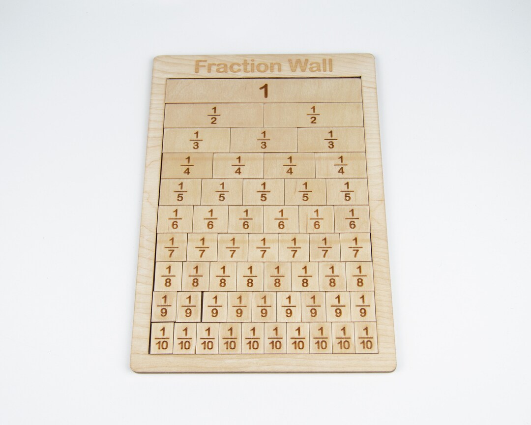 Wooden Fraction Tiles Set 55 Pieces Montessori Fraction - Etsy