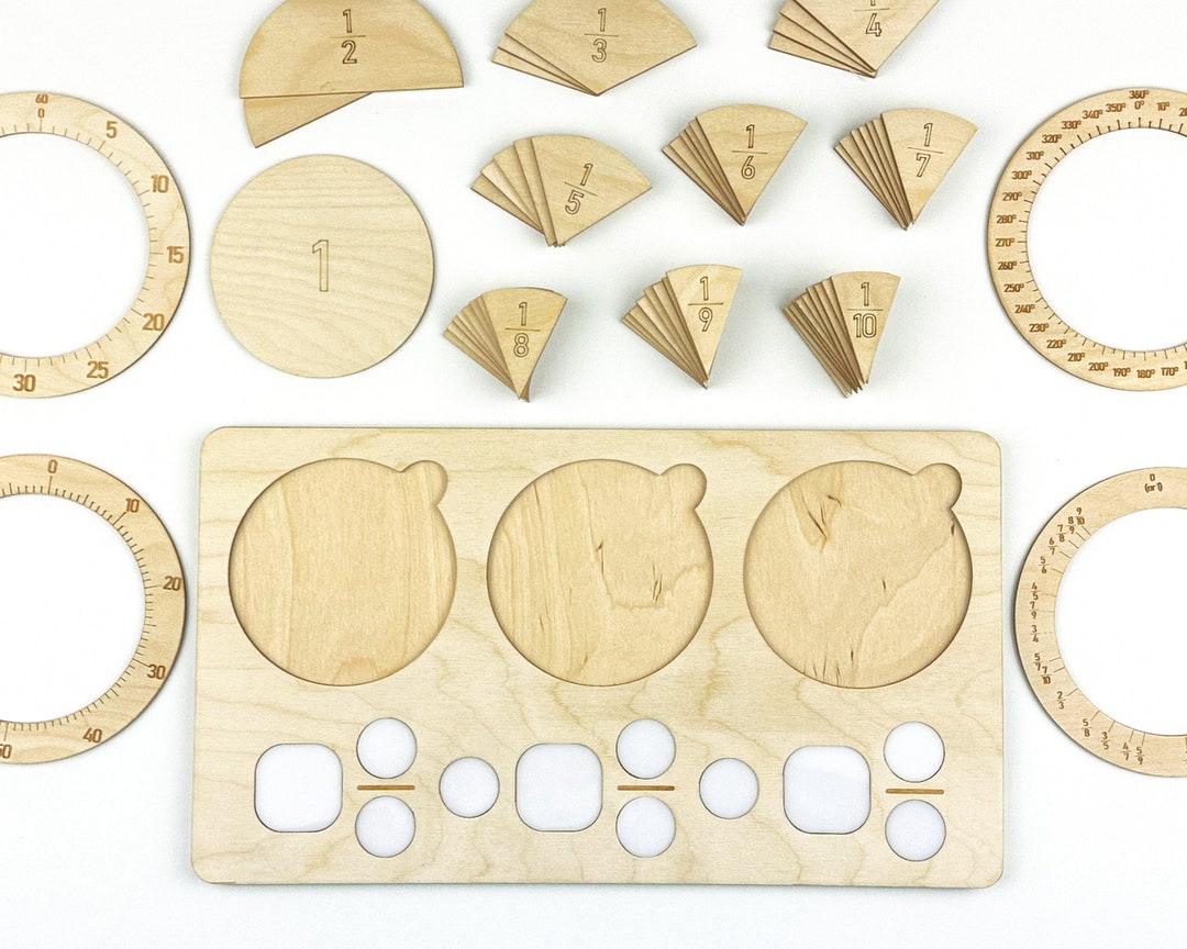 Wooden Fraction Manipulation Board, Montessori Math Manipulation ...