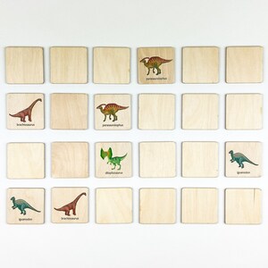 Wooden Dinosaurs Matching Cards 1 2 3 4 Year Old Montessori Materials ...
