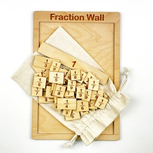 Wooden Fraction Tiles Set- 55 Pieces, Montessori Fraction Learning Tool ...