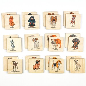 Montessori Wooden Dog Breeds Memory Game Dogs Matching Cards - Etsy