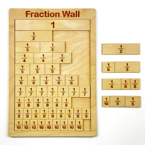 Wooden Fraction Tiles Set- 55 Pieces, Montessori Fraction Learning Tool ...