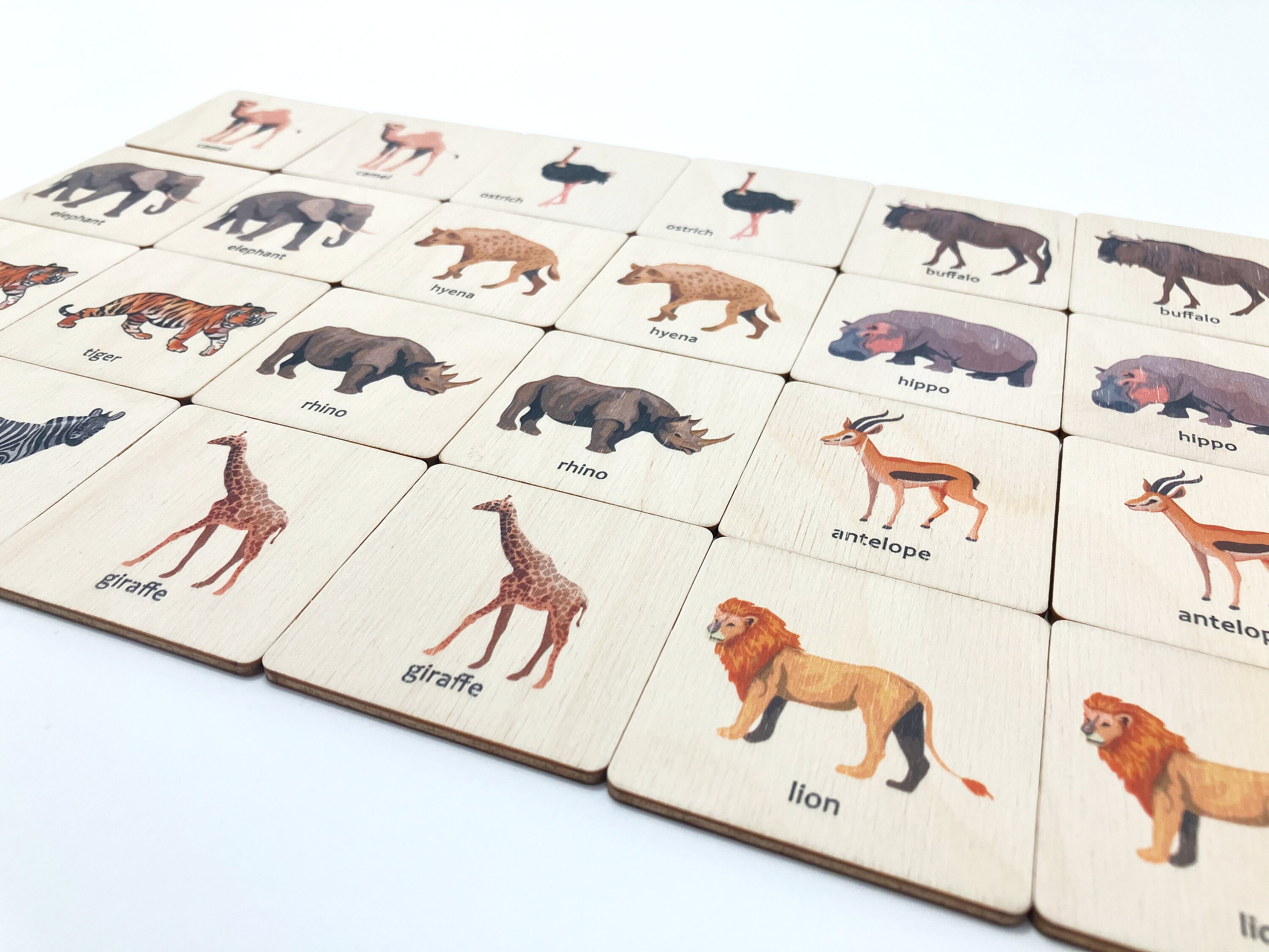 Wooden Safari Animals Memory Game Montessori Wooden Wild - Etsy