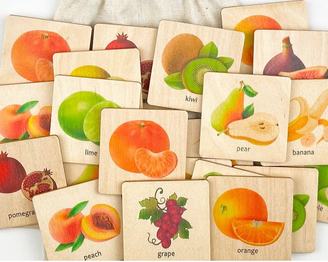 Wooden Fruits Memory Game Montessori Fruits Matching Cards - Etsy