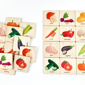 Montessori Wooden Vegetables Memory Game Vegetables Matching - Etsy