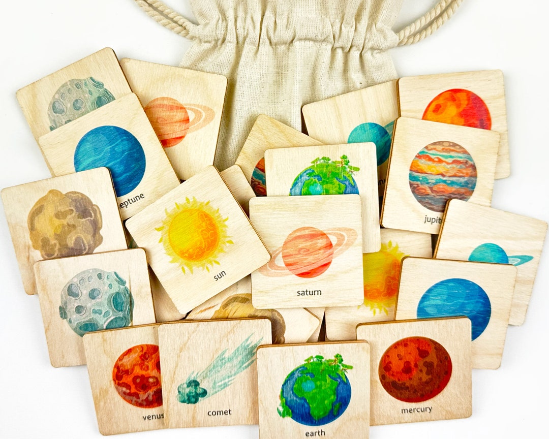 Montessori Wooden Space Memory Game Flashcards Matching Game - Etsy