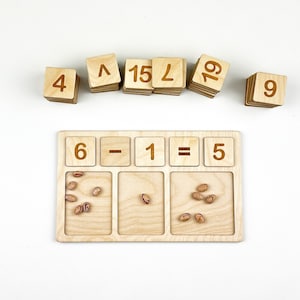 Wooden Maths Board With Numbers and Symbols, Addition and Subtraction ...