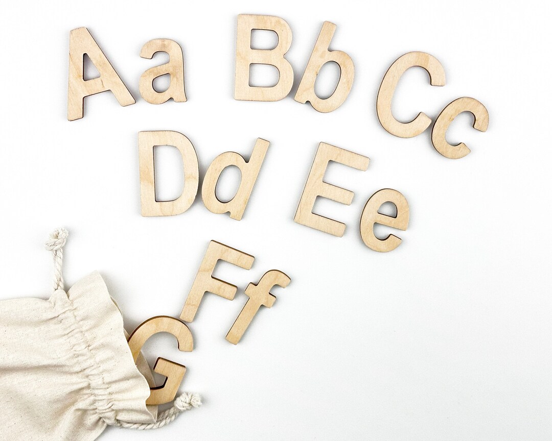 Wooden Upper and Lower Letters, English Alphabet, Set of Double ABC ...