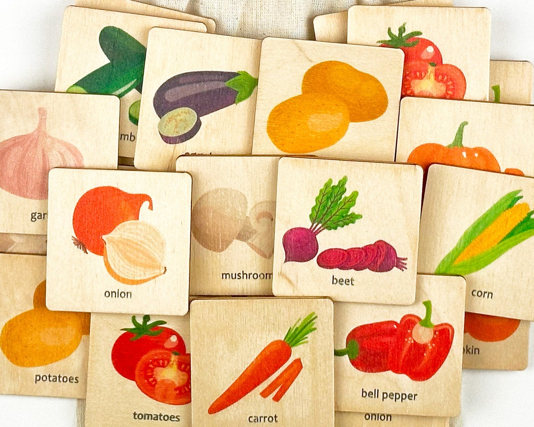 Montessori Wooden Vegetables Memory Game, 1 2 3 4 Year Old Montessori ...