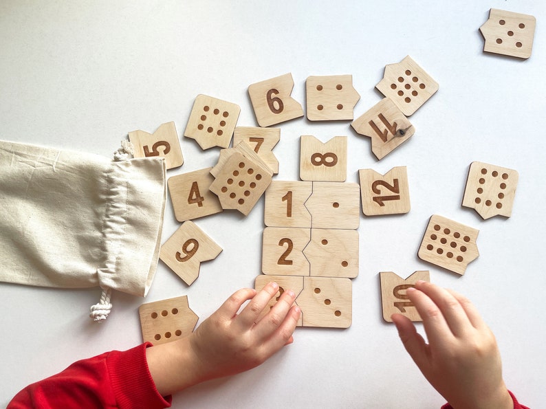 Montessori Wooden Number Match Puzzle, Handmade Wood Matching Game ...