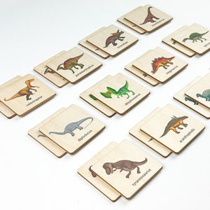 Wooden Dinosaurs Matching Cards 1 2 3 4 Year Old Montessori Materials ...