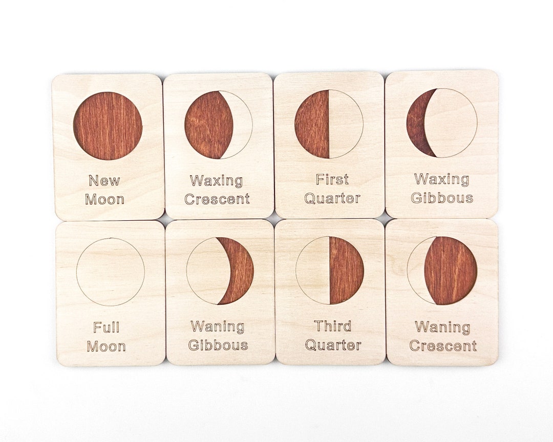 Wooden Lunar Phase Flashcard Moon Learning Tools Learning - Etsy