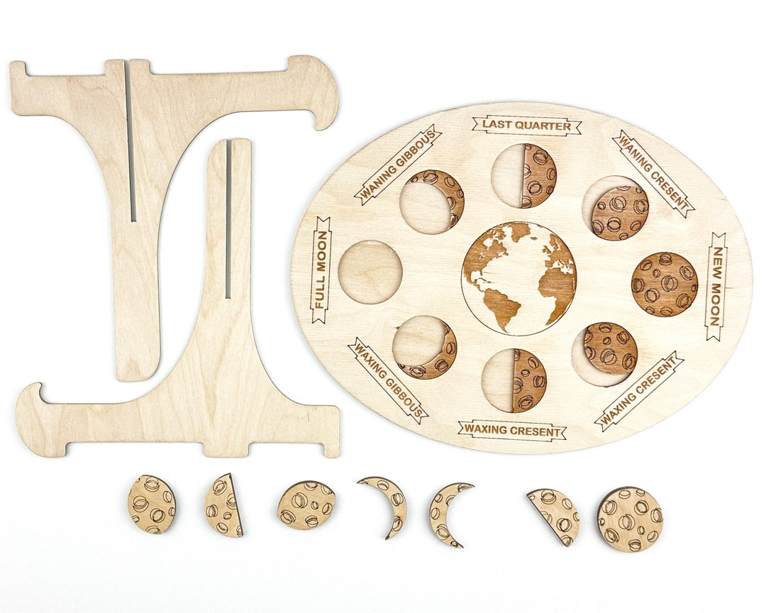 Montessori Wooden Moon Phases Puzzle, Wood Chart of the Moon and Phases ...