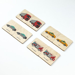 Montessori Wooden Transport Vehicles 2 Memory Game Vehicles Matching ...