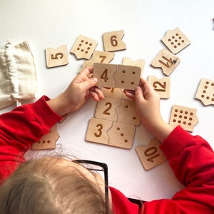Montessori Wooden Number Match Puzzle, Handmade Wood Matching Game ...