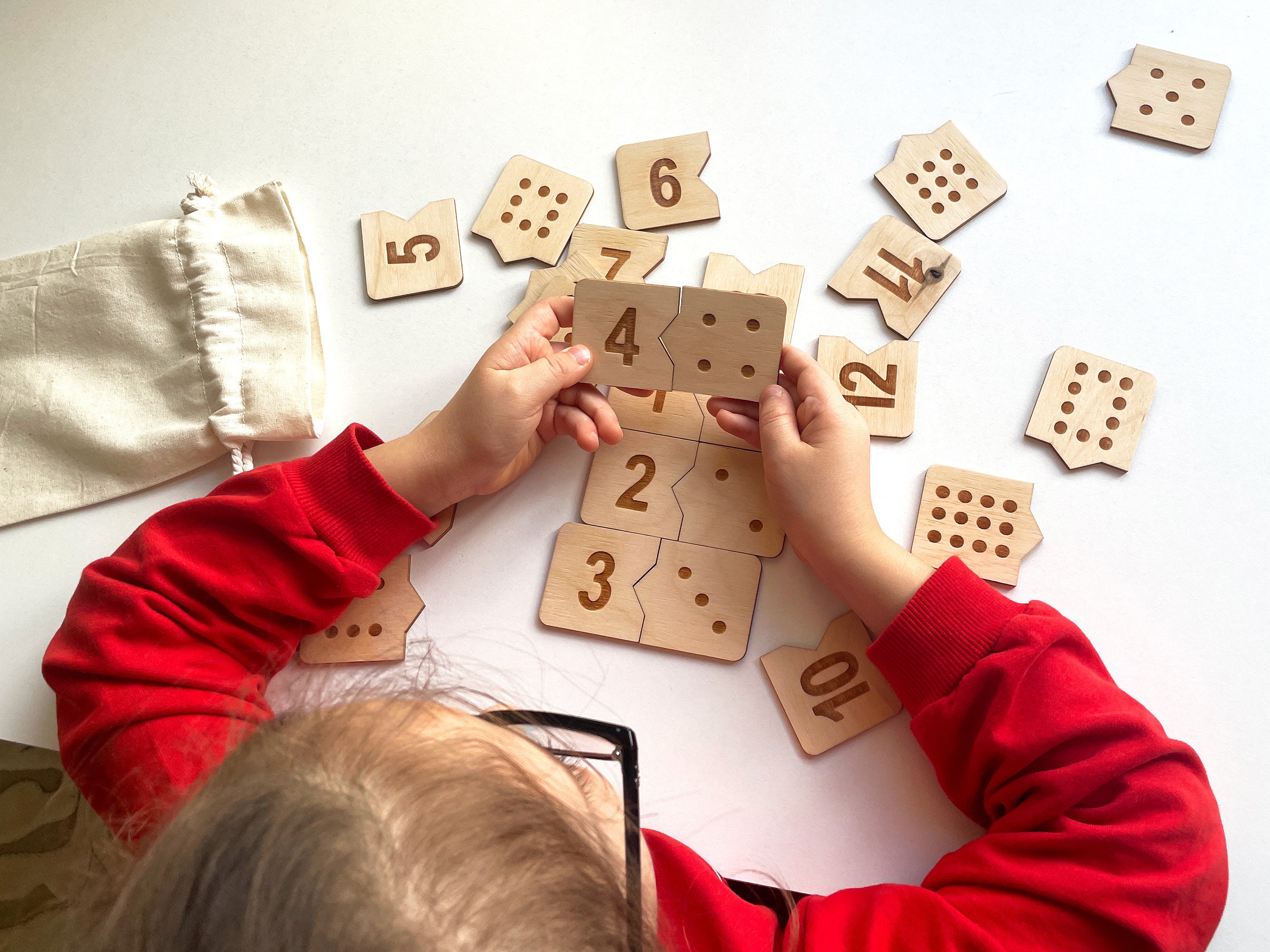 Montessori Wooden Number Match Puzzle, Handmade Wood Matching Game ...