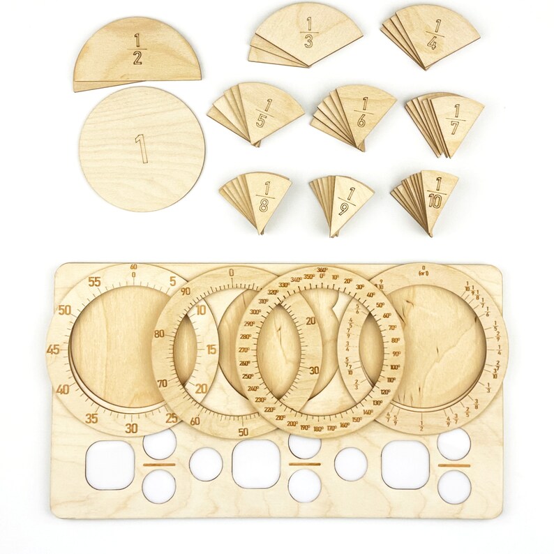Wooden Fraction Manipulation Board, Montessori Math Manipulation ...