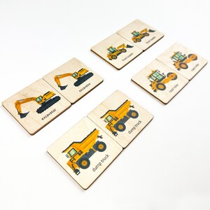 Montessori Wooden Construction Truck Car Memory Game - Etsy