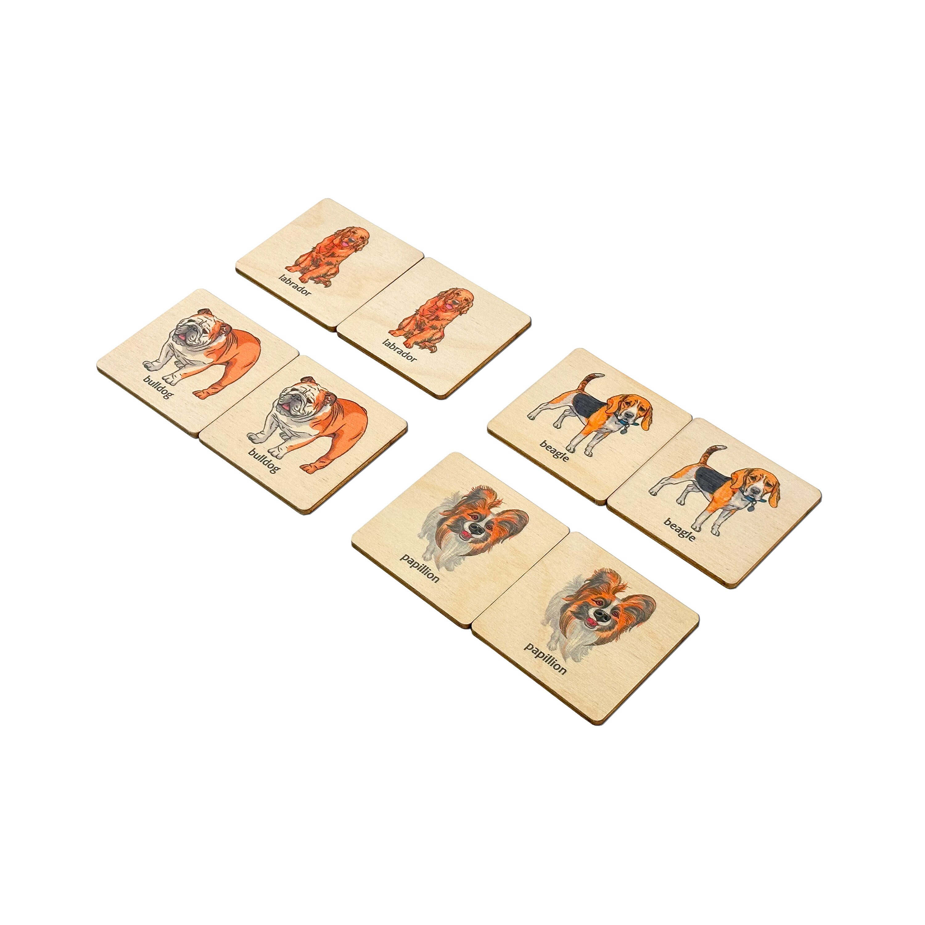 Montessori Wooden Dog Breeds Memory Game | Dogs Matching Cards for ...