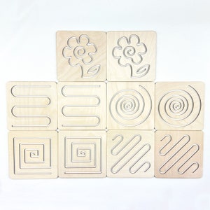Montessori Wooden Tracing Board - Writing Skills Stencil Set ...