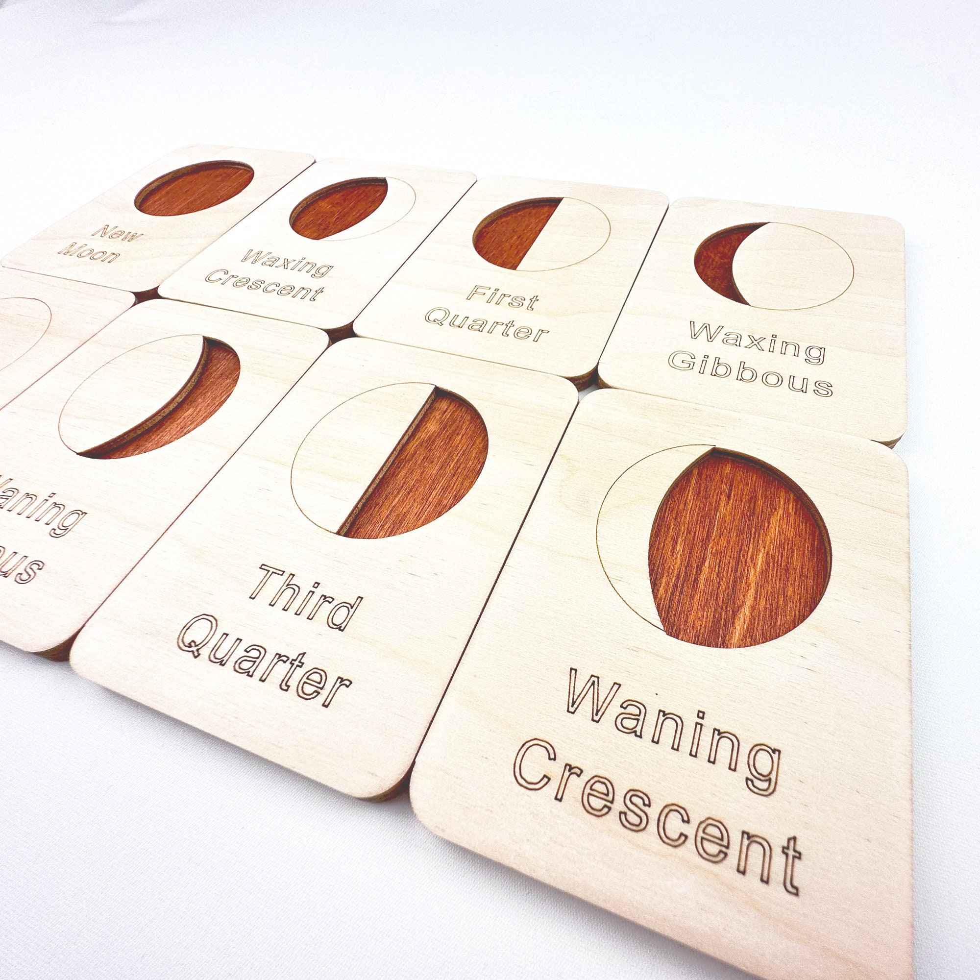 Wooden Lunar Phase Flashcard, Moon Learning Tools, Learning Moon ...