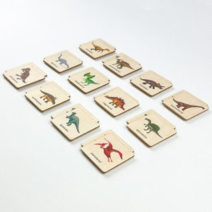 Wooden Dinosaurs Matching Cards 1 2 3 4 Year Old Montessori Materials ...