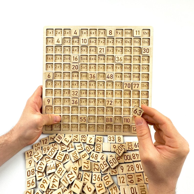 Multiplication Table Wooden Montessori Math Set Wood Math - Etsy