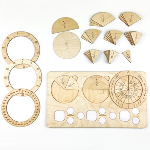 Wooden Fraction Manipulation Board, Montessori Math Manipulation ...