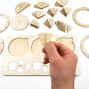 Wooden Fraction Manipulation Board, Montessori Math Manipulation ...