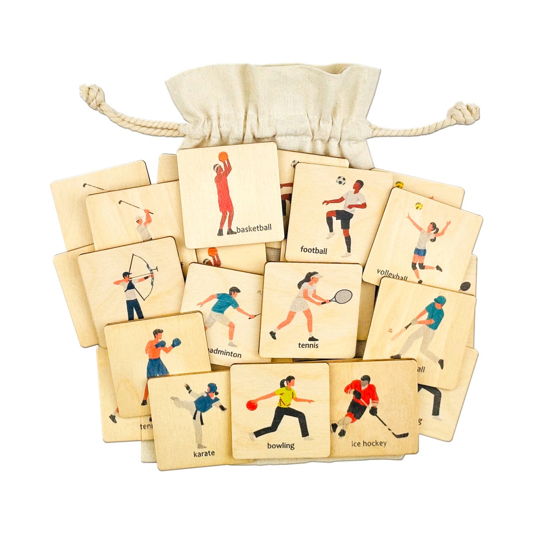 Wooden Sportsman/sportswoman Memory Game | Montessori Wooden Athlete ...